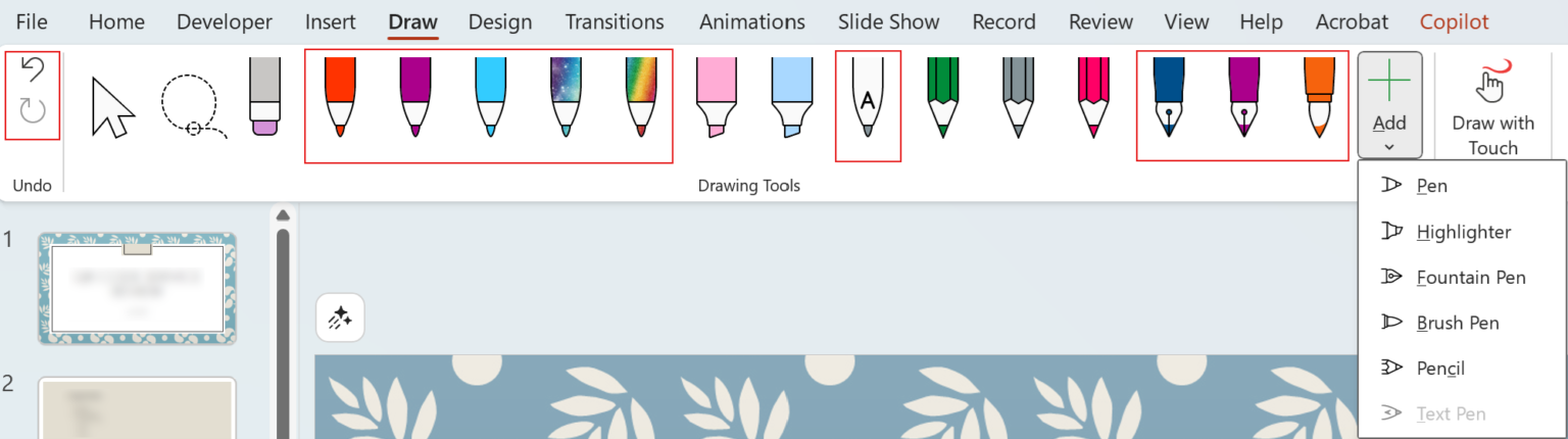 Công cụ Bút mới và Tùy chỉnh tab Draw trong Word, Excel, PowerPoint ...