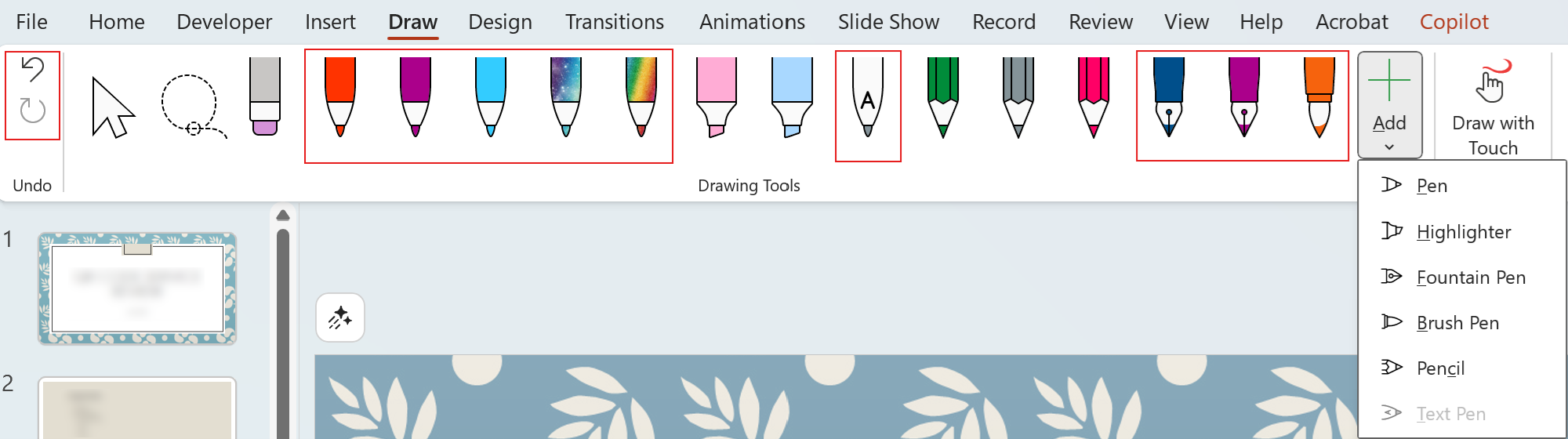 Công cụ Bút mới và Tùy chỉnh tab Draw trong Word, Excel, PowerPoint ...